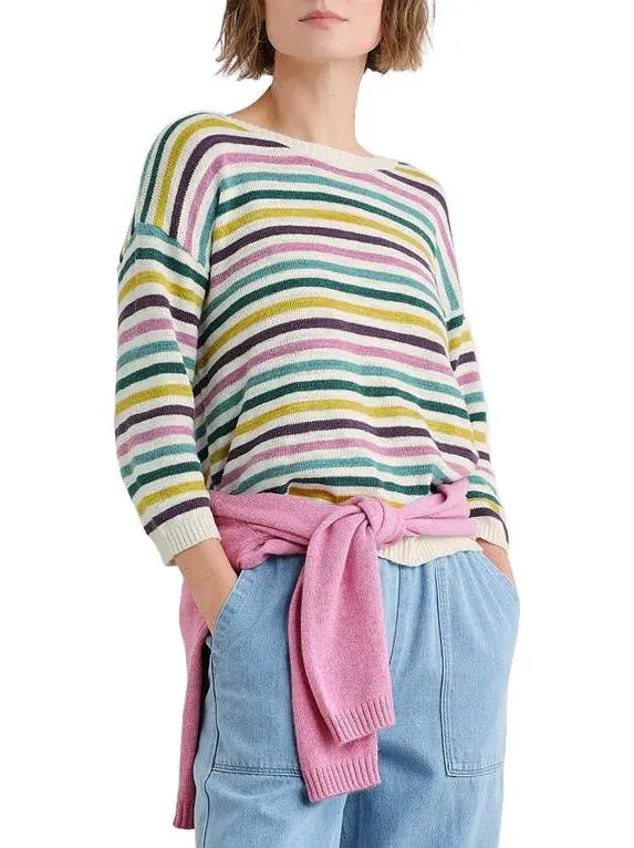 SEASALT CORNWALL Knavock Stripe Organic Cotton & Linen Sweater - Knit Mini Cornish Orchid Multi