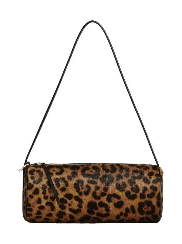 REFORMATION Simona Suede Cylinder Shoulder Bag - Leopard Calfhair