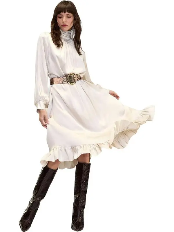 Cynthia Rowley Monroe Silk Charmeuse Dress - Stone