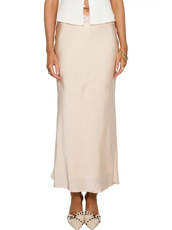 Princess Polly Charmaine Satin Maxi Skirt - Cream