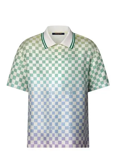 LOUIS VUITTON Damier Gradient Printed Silk Polo Shirt - Multicolor