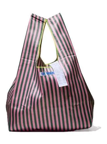 PUEBCO School Tie Fabric Tote - Dark Green X Pink
