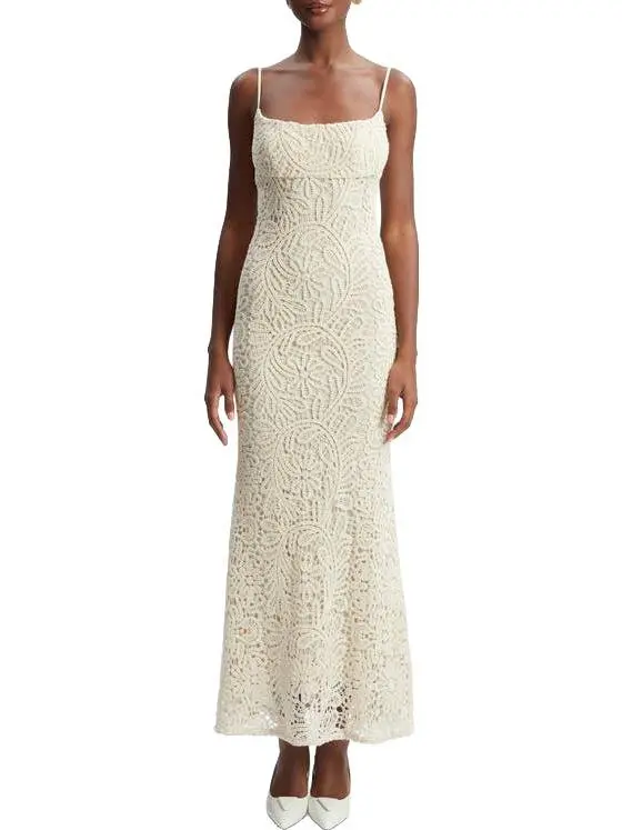 Bardot Adoni Fan Lace Slipdress - Light Beige
