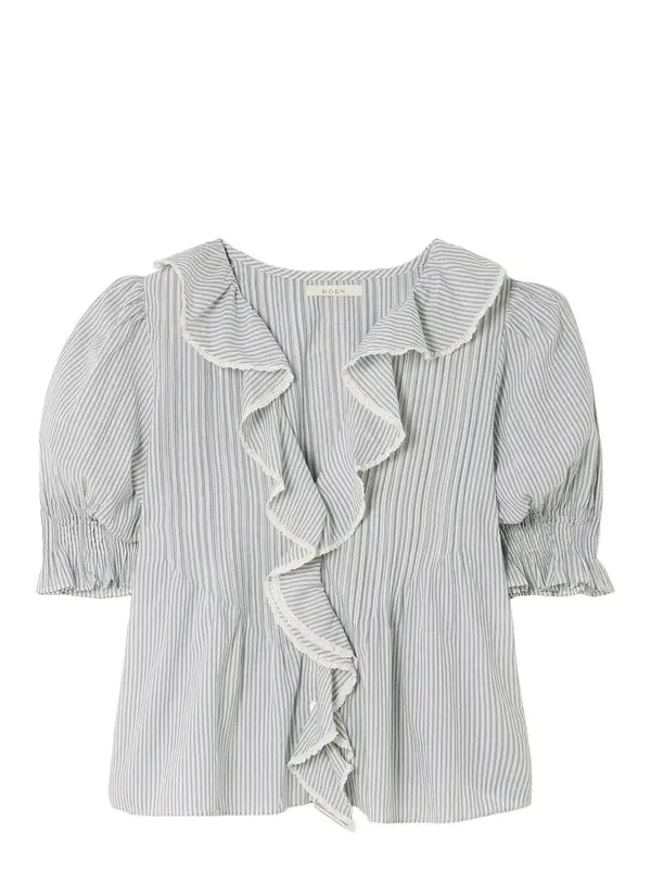 DÔEN Henri Lace-trimmed Striped Organic Cotton-voile Top - White