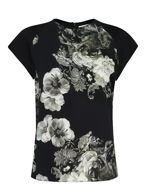 GLORIA COELHO Floral-print T-shirt - Black