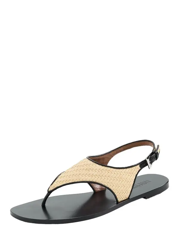 Paris Texas Amalfi Flat Sandals - Naturale/black
