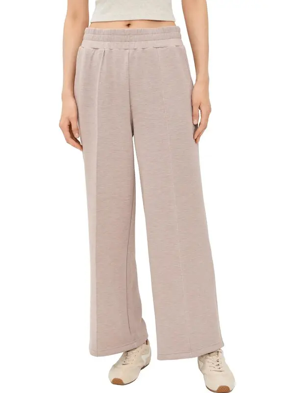 Varley Wide Leg Pintuck Pants - Taupe Marl