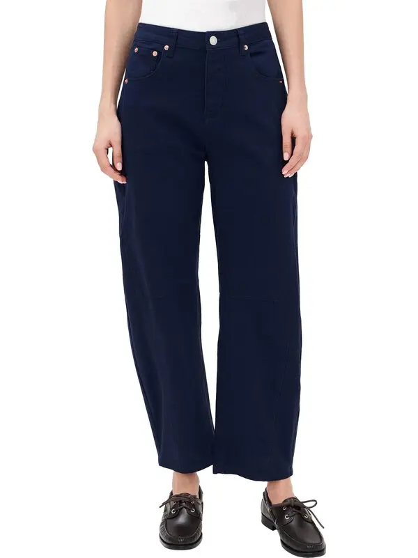 PARKE Cotton Twill Horseshoe Pants - Navy