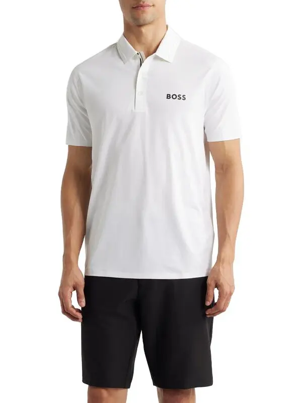 BOSS Patteo Slim Fit Active Polo - White
