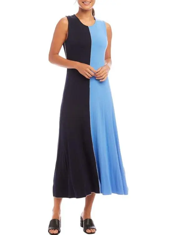 Karen Kane Colorblock Sleeveless Maxi Dress - Navy/ Blue