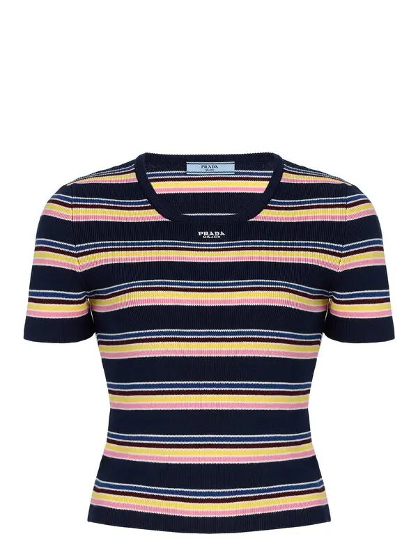 Prada Ribbed Cotton T-shirt - Stripe