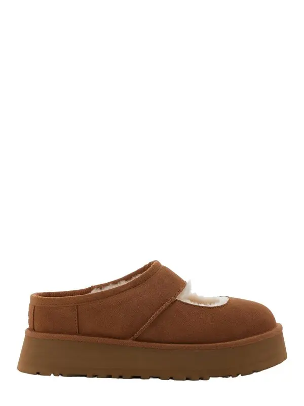UGG Bea Sheepskin Platform Mary Jane Slippers - Tan