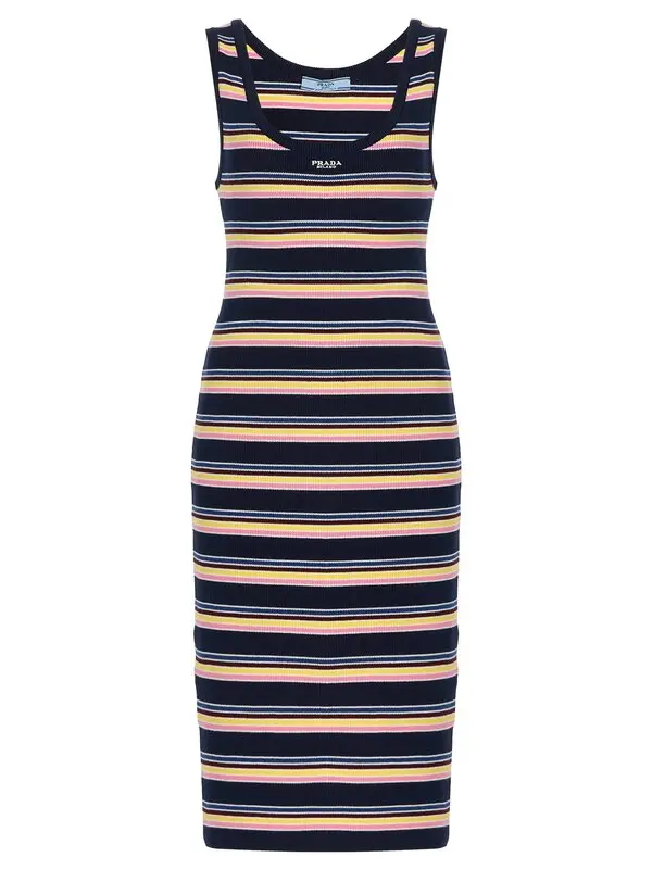 Prada Cotton Midi Tank Dress - Stripe