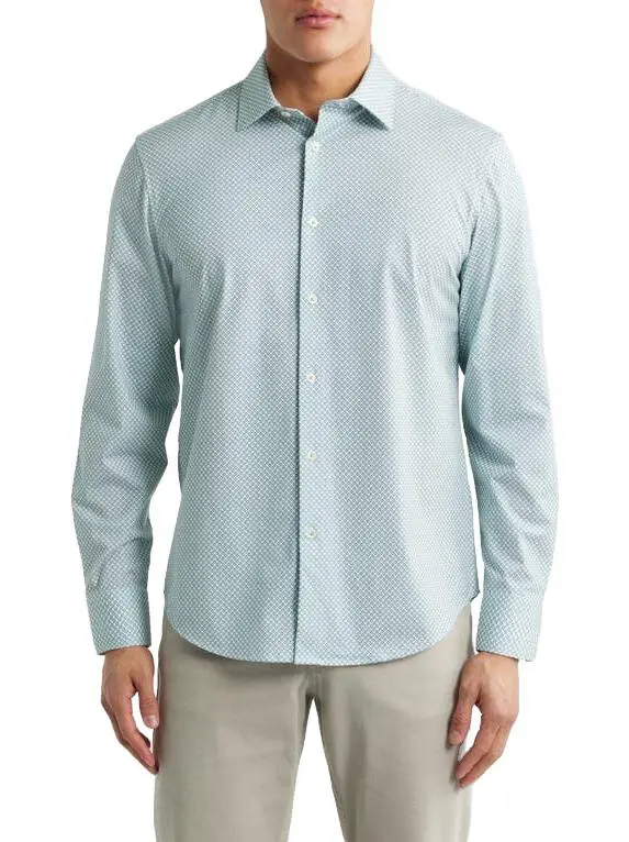 Bugatchi James Ooohcotton® Geometric Print Button-up Shirt - Mint