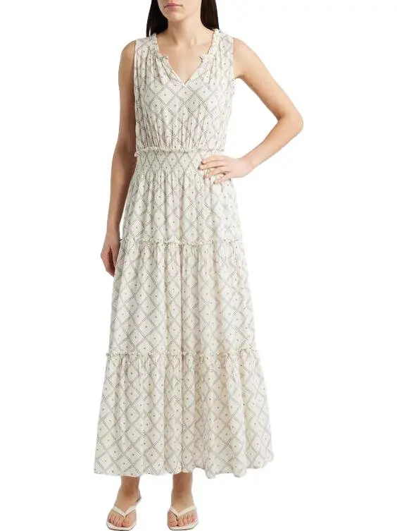Rails Loulou Diamond Print Maxi Dress - Ivory Zanzibar
