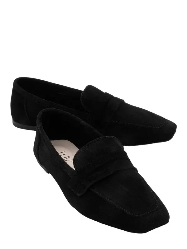 FOREVER & ALWAYS SHOES Morne Nappa Leather Loafers - Black Suede Leather