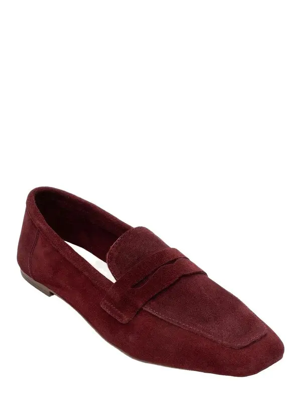 FOREVER & ALWAYS SHOES Morne Nappa Leather Loafers - Burgundy Suede Leather