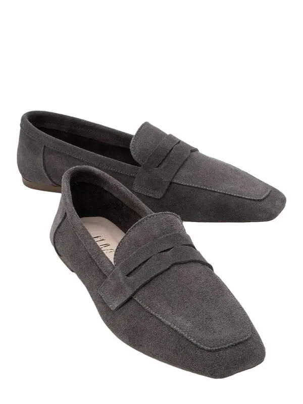 FOREVER & ALWAYS SHOES Morne Nappa Leather Loafers - Grey Suede Leather