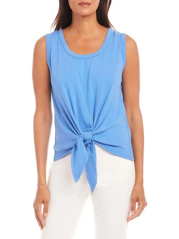 Karen Kane Tie Front Tank - Dusty Blue