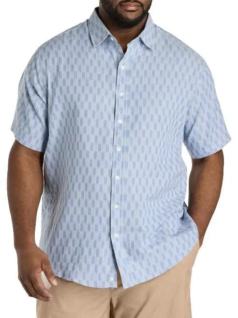 TRUE NATION BY DXL Big & Tall Abstract Checkered Sport Shirt - Blue