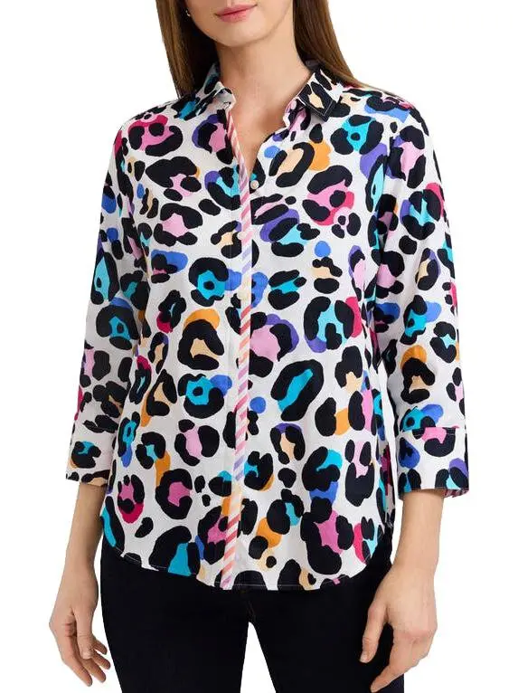 Foxcroft Charlie Leopard Print Button-up Shirt - Multi