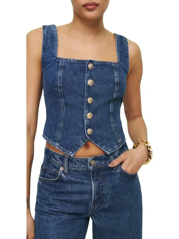 REFORMATION Bo Crop Denim Tank - Keila