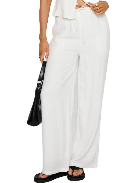 Princess Polly Parklea High-waist Linen-blend Pants - White