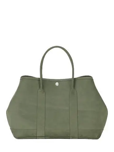 EZRA ARTHUR Audrey Velvet Leather Tote Bag - Moss