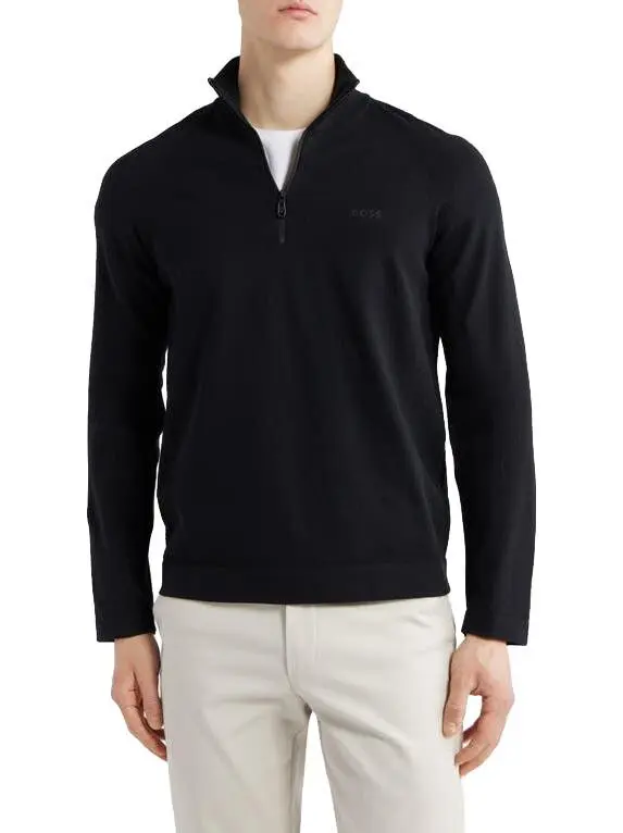 Hugo Boss Seamless Tech Quarter Zip Sweatshirt - Black