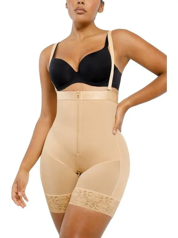 SHAPELLX Firm Compression Bodysuit Shaper - Cream Beige