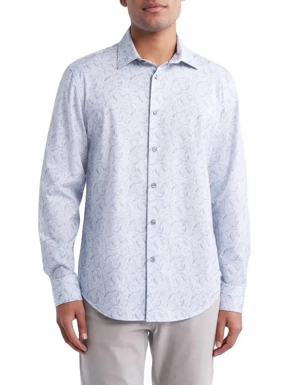 Bugatchi James Ooohcotton® Feather Print Button-up Shirt - Mint