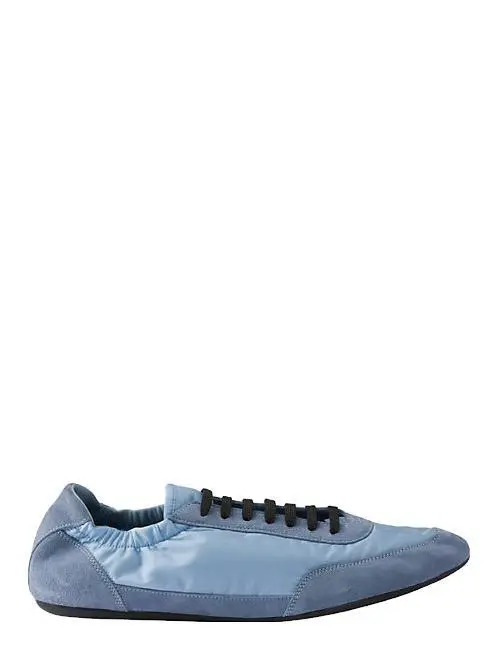 Prada Re-nylon And Suede Low-top Trainers - Light Blue