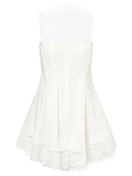 PEACHY DEN Renee Broderie-anglaise Cotton Mini Dress - Porcelain