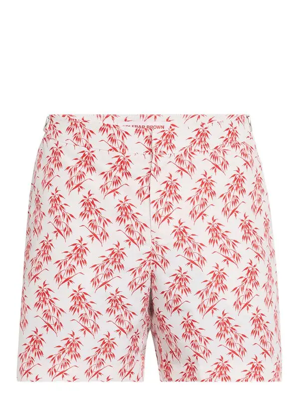 Orlebar Brown Bulldog Bamboo Print Swim Shorts - White Sand/red