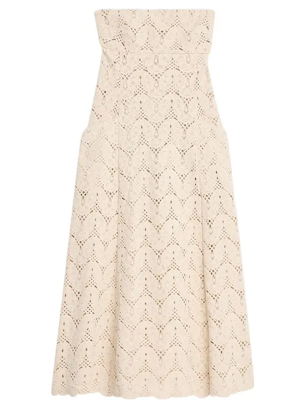 JBQ Alegra Open-knit Strapless Maxi Dress - Beige
