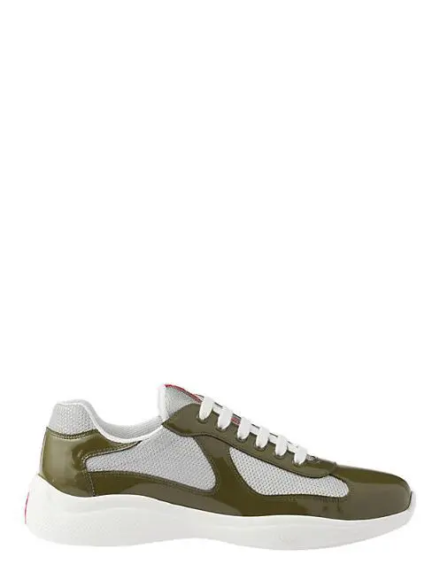 Prada America's Cup Patent-leather Low-top Trainers - Green