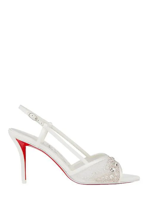 CHRISTIAN LOUBOUTIN Miss Z 80 Slingback Heeled Mules - Version Ivory