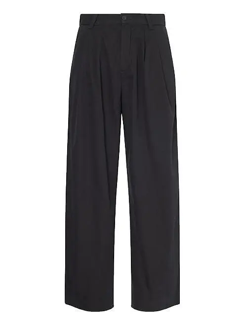 AGOLDE Pleated Cotton-poplin Trousers - Reservoir (dk Charcoal)