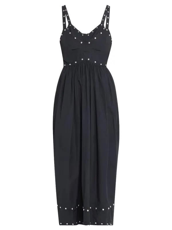 The Great. The Reyes Studded Midi Dress - Black
