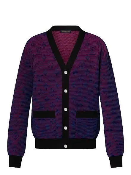 LOUIS VUITTON Optical Monogram Jacquard Cardigan - Multicolor