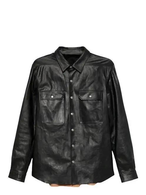 Rick Owens Leather Outershirt - Black