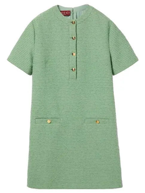 Gucci Cotton Bouclé Mini Dress - Green