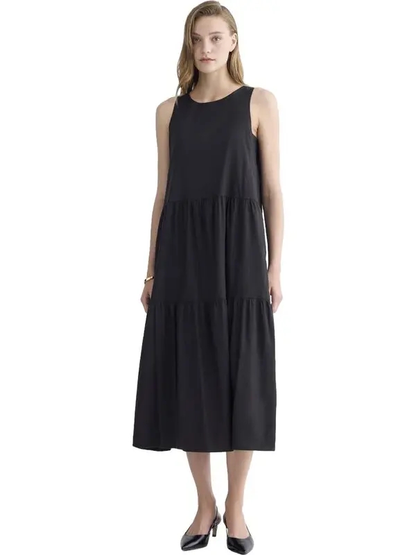 Everlane Tiered Stretch Linen Maxi Dress - Black