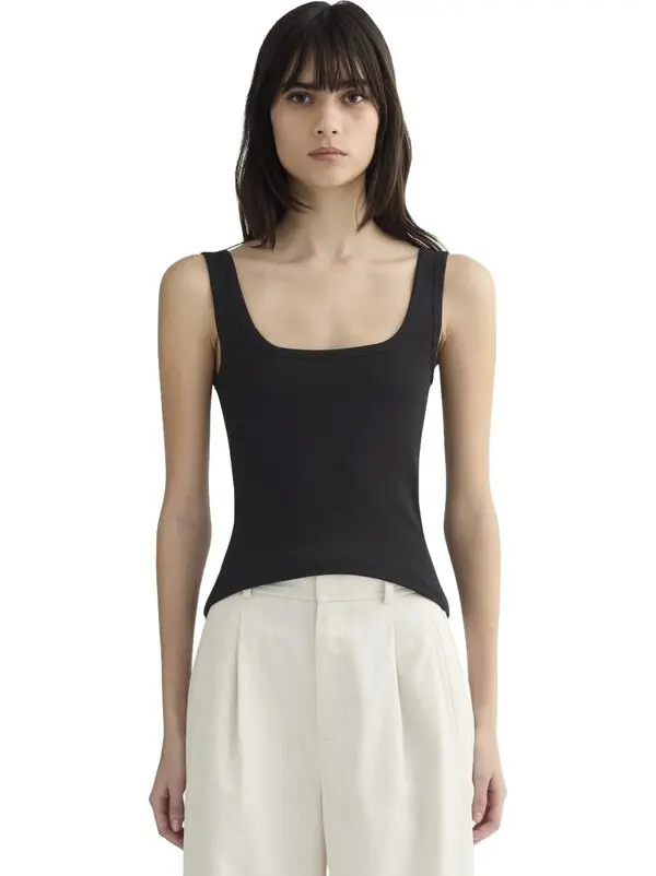 Everlane Luxe Rib Square-neck Tank Top - Black