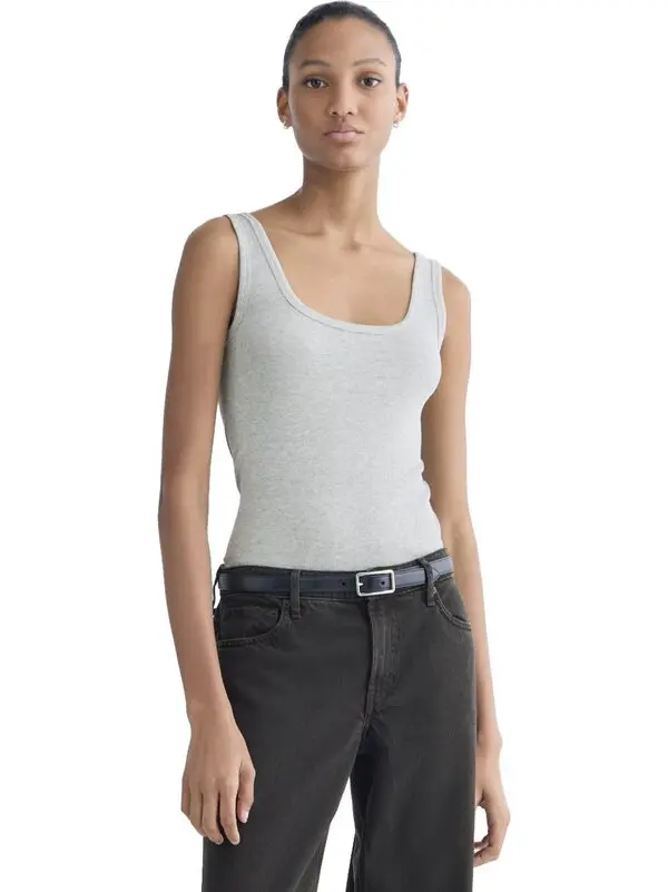 Everlane Luxe Rib Square-neck Tank Top - Classic Heather Grey