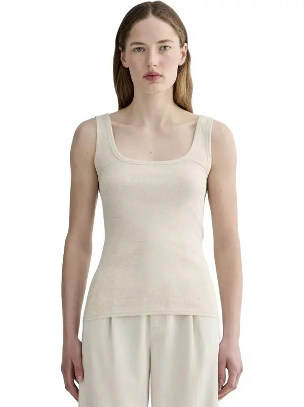 Everlane Luxe Rib Square-neck Tank Top - Heathered Oat