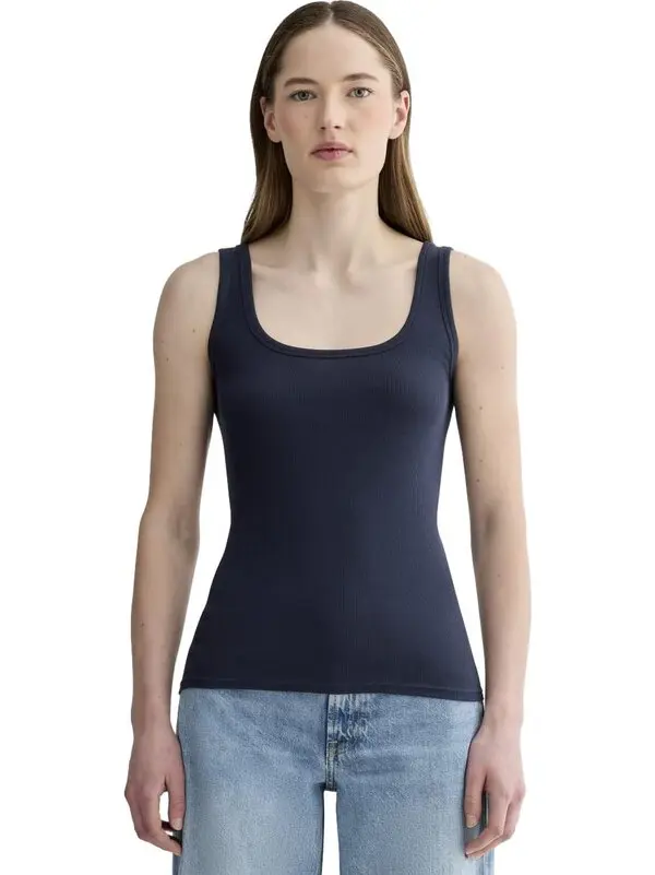 Everlane Luxe Rib Square-neck Tank Top - Navy