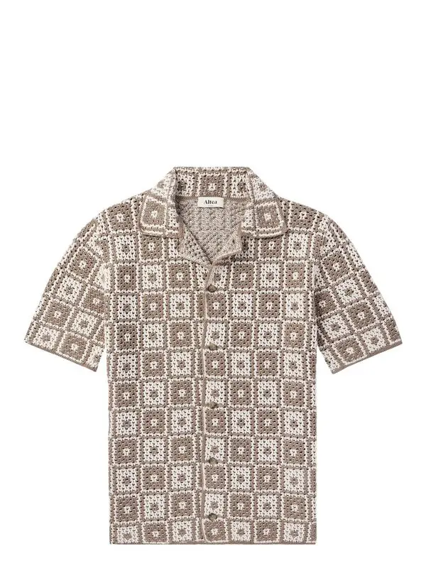 Altea Crocheted Cotton Shirt - Brown