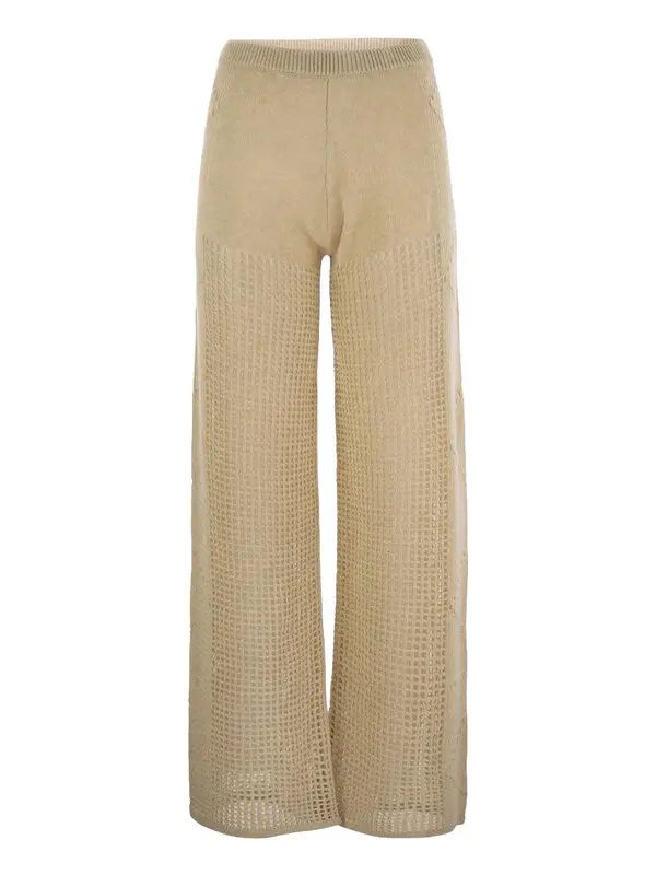 MC2 SAINT BARTH Alva Crochet Flare Trousers - Beige