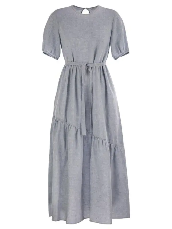 Peserico Long Linen Dress - Blue